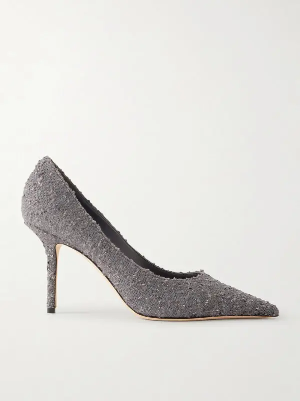 JIMMY CHOO Love 85 Metallic Tweed Pumps