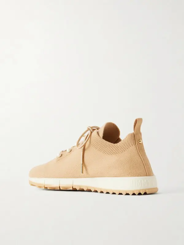 JIMMY CHOO Veles Embellished Knit Sneakers - Neutrals