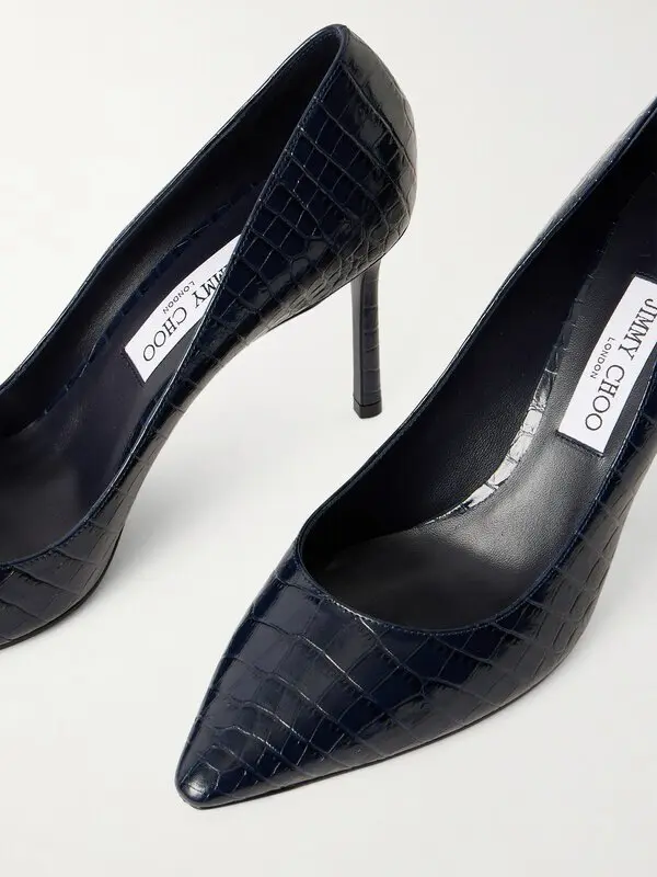 JIMMY CHOO Romy 85 Croc-effect Leather Pumps