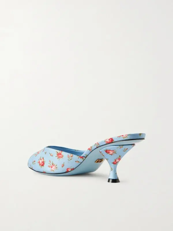 Dolce & Gabbana Kiera Floral-print Satin Mules
