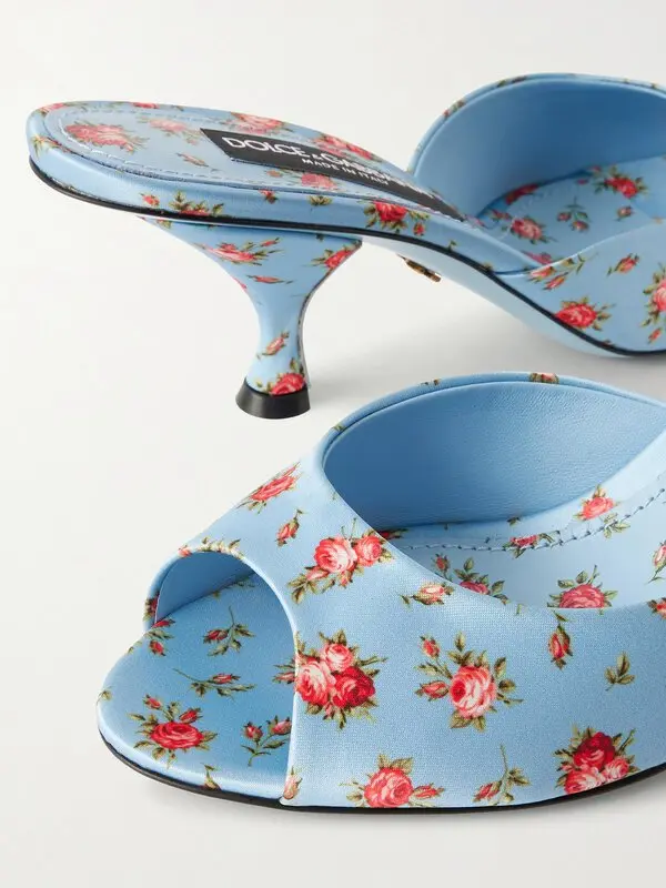 Dolce & Gabbana Kiera Floral-print Satin Mules