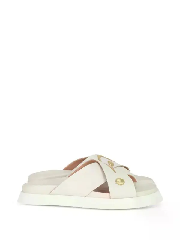Moschino Cross Strap Logo Sandals