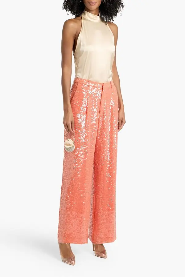 Lapointe Sequined Chiffon Straight-leg Pants