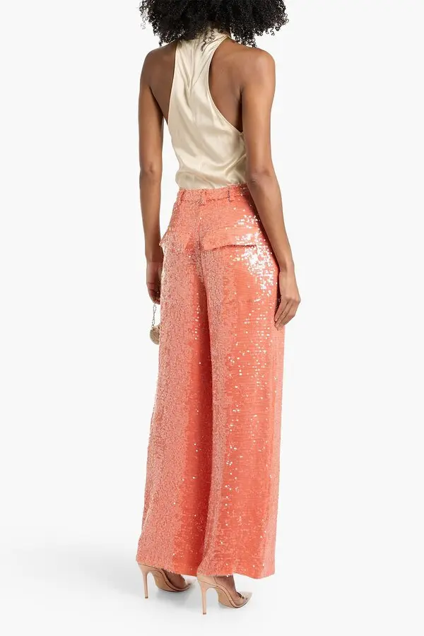 Lapointe Sequined Chiffon Straight-leg Pants