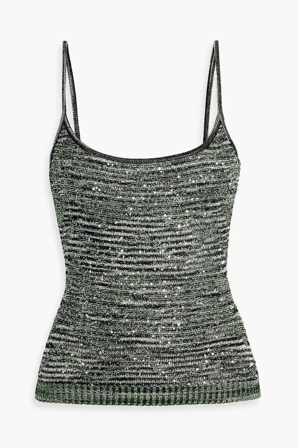 Missoni Sequin-embellished Metallic Crochet-knit Camisole - Black