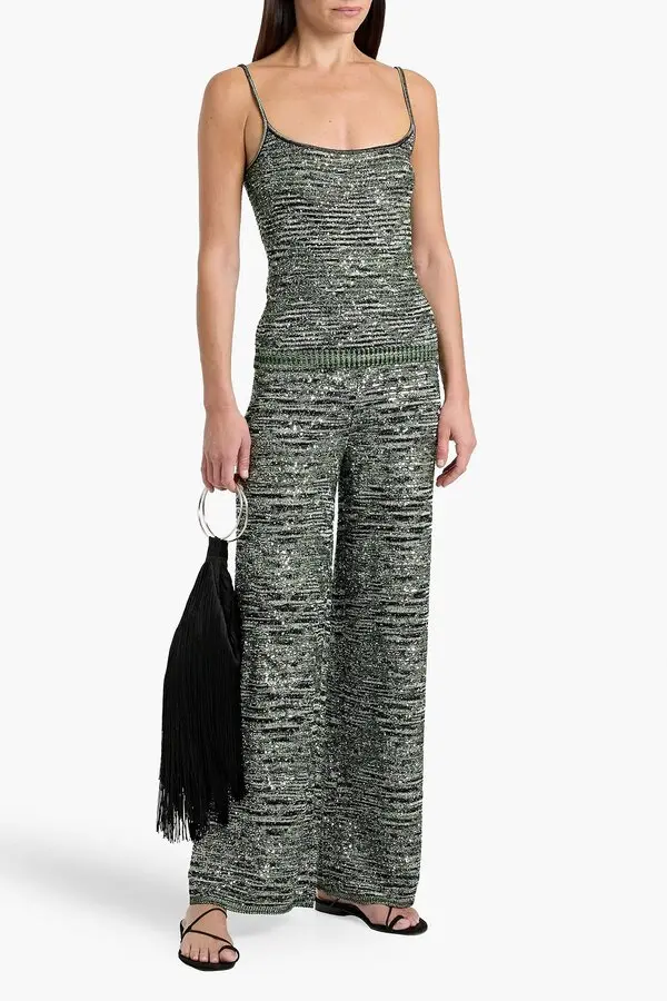 Missoni Sequin-embellished Metallic Crochet-knit Camisole - Black