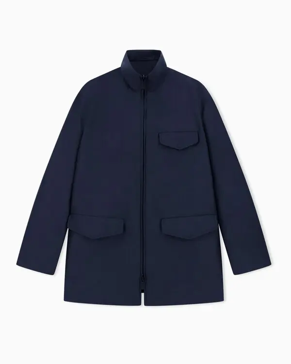 Giorgio Armani Silk-blend Twill Jacket - Navy Blue
