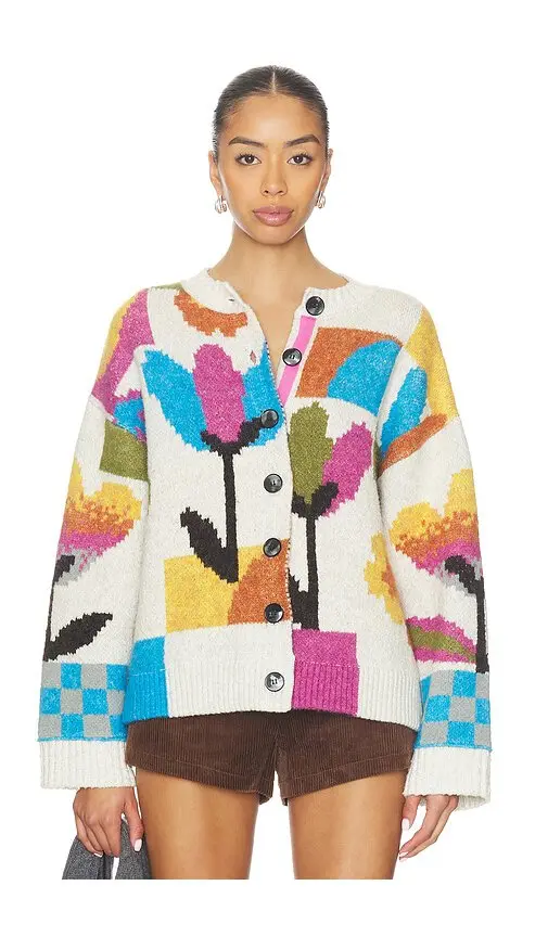 Free People Tulip Whirl Cardigan - Ivory Combo