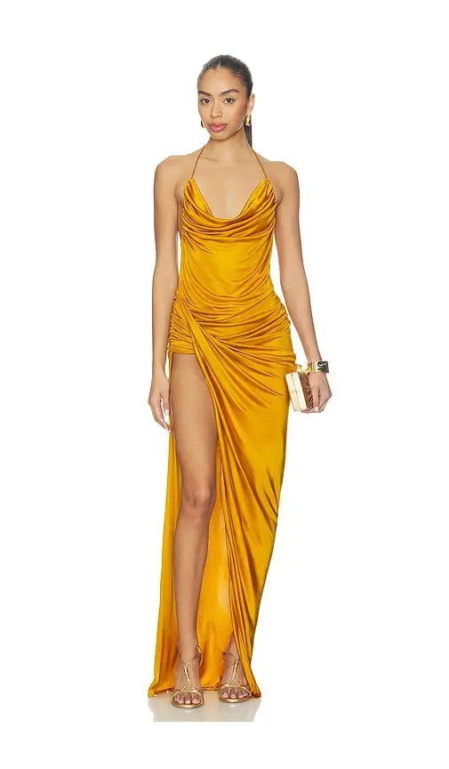 Atlein Draped Halterneck Midi Dress