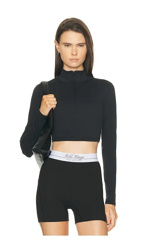 GOLD HINGE Athletic Half Zip Crop Top