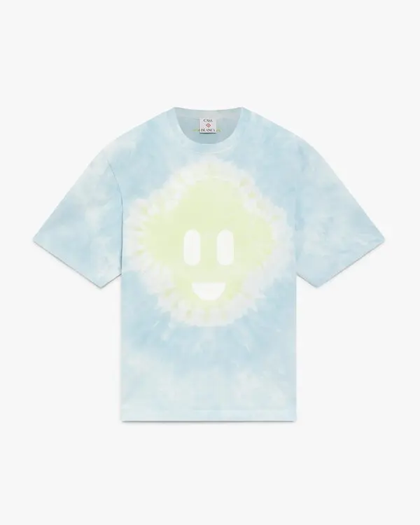 Casablanca Tie Dye Oversized Cc Smile Short Sleeve T-shirt - Blue