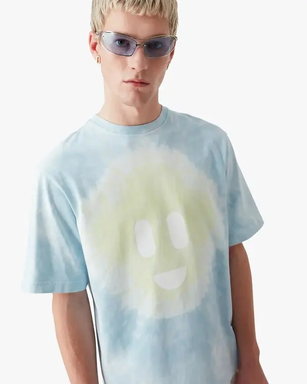 Casablanca Tie Dye Oversized Cc Smile Short Sleeve T-shirt - Blue