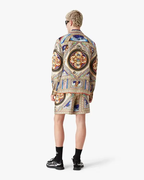 Casablanca Plafond Orne De Musique Silk Shorts - Multicolor
