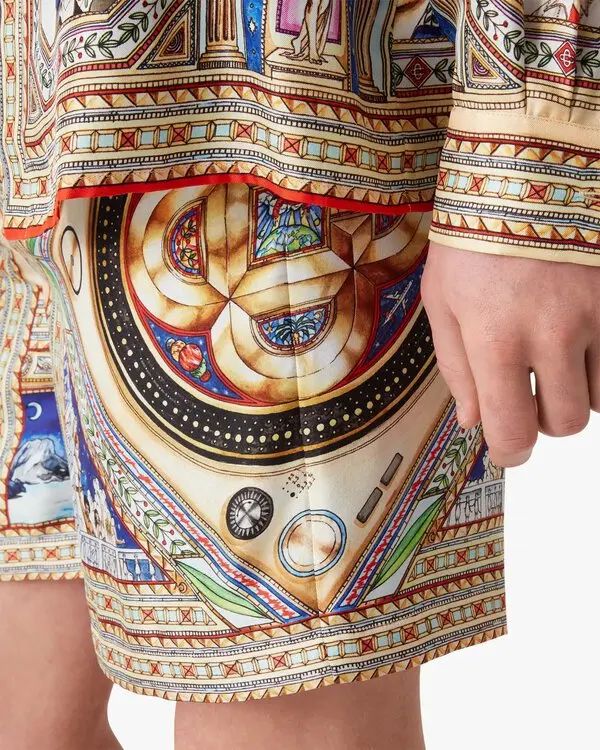 Casablanca Plafond Orne De Musique Silk Shorts - Multicolor