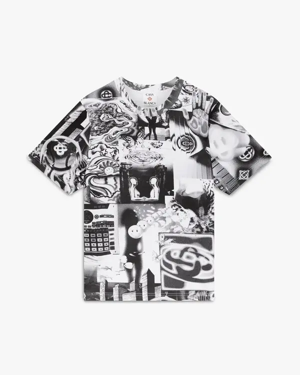 Casablanca Rave Collage Short Sleeve Mesh T-shirt - Multicolor