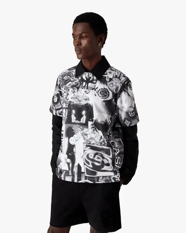 Casablanca Rave Collage Short Sleeve Mesh T-shirt - Multicolor