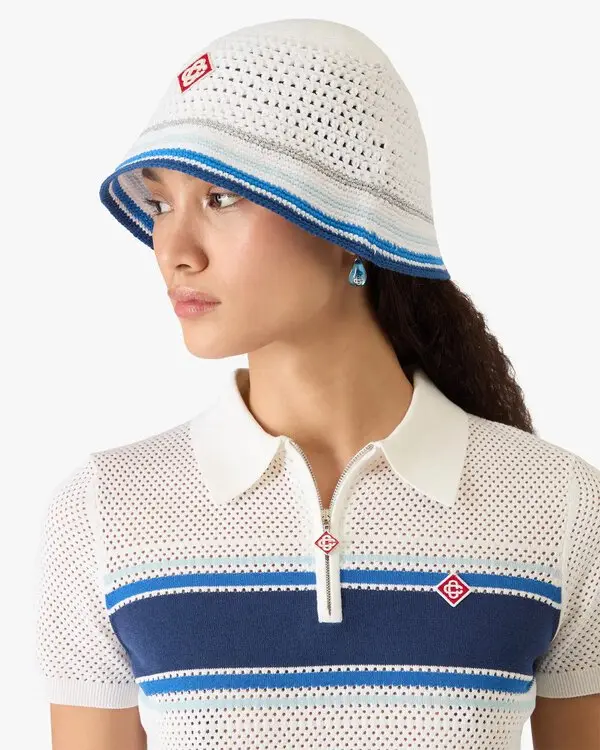 Casablanca Mesh Stripe Crochet Hat - Multicolor