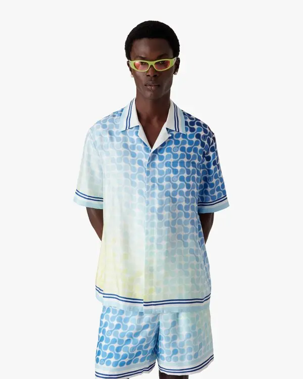 Casablanca Gradient Tennis Tile Short Sleeve Silk Shirt - Multicolor