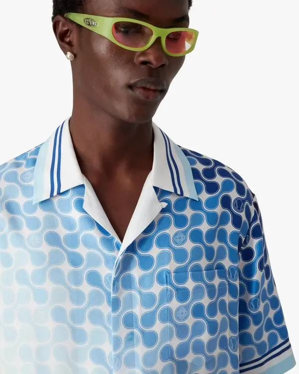 Casablanca Gradient Tennis Tile Short Sleeve Silk Shirt - Multicolor