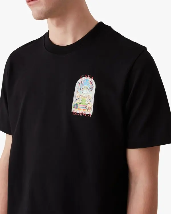 Casablanca Tennis Landscape Short Sleeve T-shirt - Black