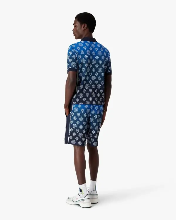 Casablanca Navy Gradient Monogram Knitted Short Sleeve Polo Shirt - Multicolor