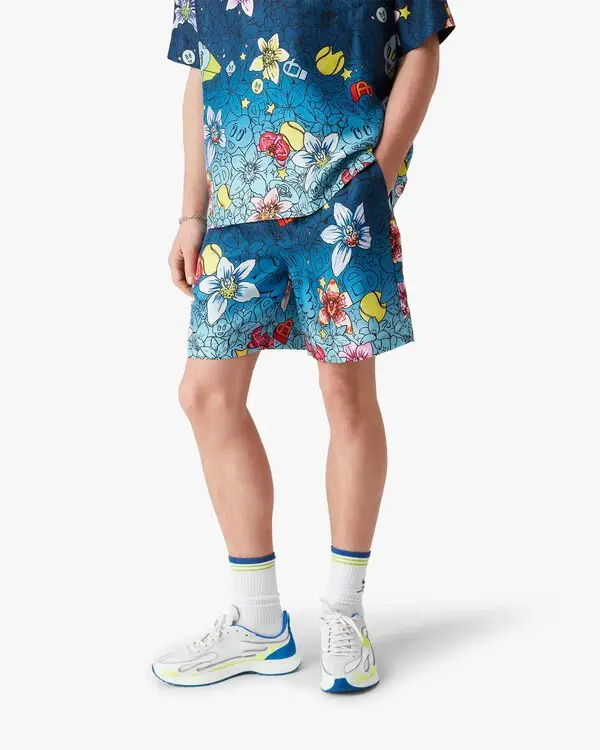 Casablanca Collage D'icones Graphiques Silk Shorts - Multicolor