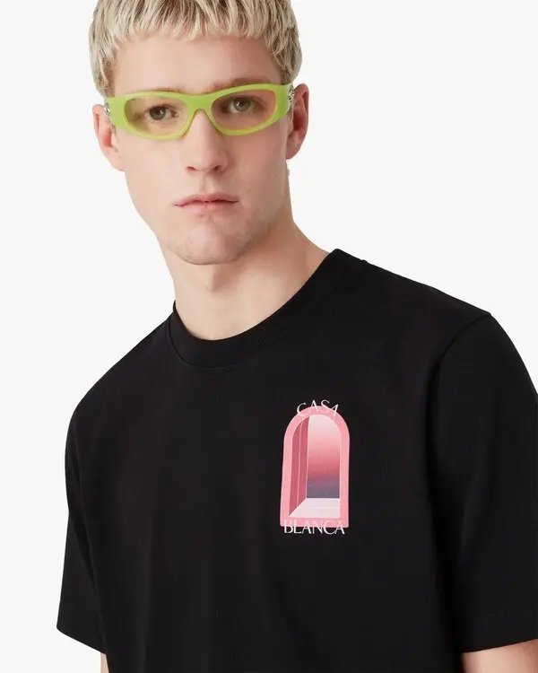 Casablanca Pink Arches Short Sleeve T-shirt - Black