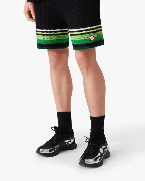 Casablanca Striped Crochet Shorts