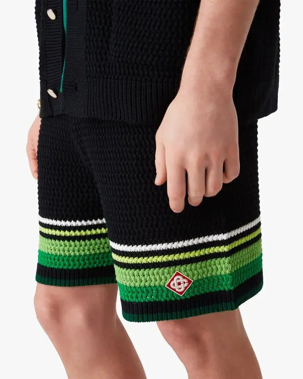 Casablanca Striped Crochet Shorts