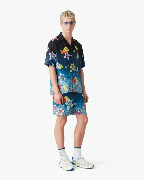 Casablanca Collage D'icones Graphiques Short Sleeve Silk Shirt - Multicolor