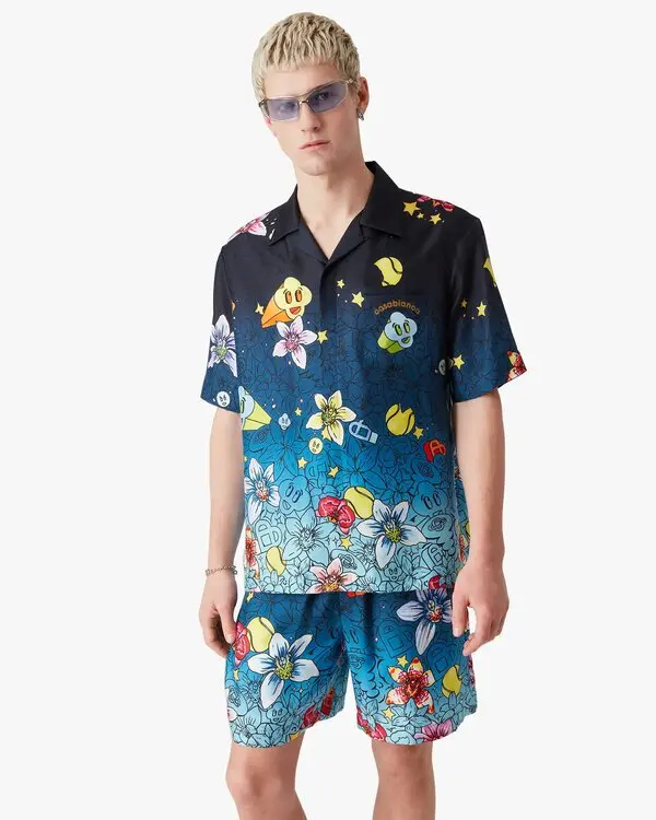 Casablanca Collage D'icones Graphiques Short Sleeve Silk Shirt - Multicolor