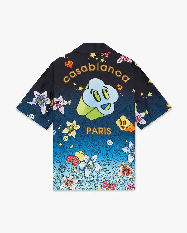 Casablanca Collage D'icones Graphiques Short Sleeve Silk Shirt - Multicolor
