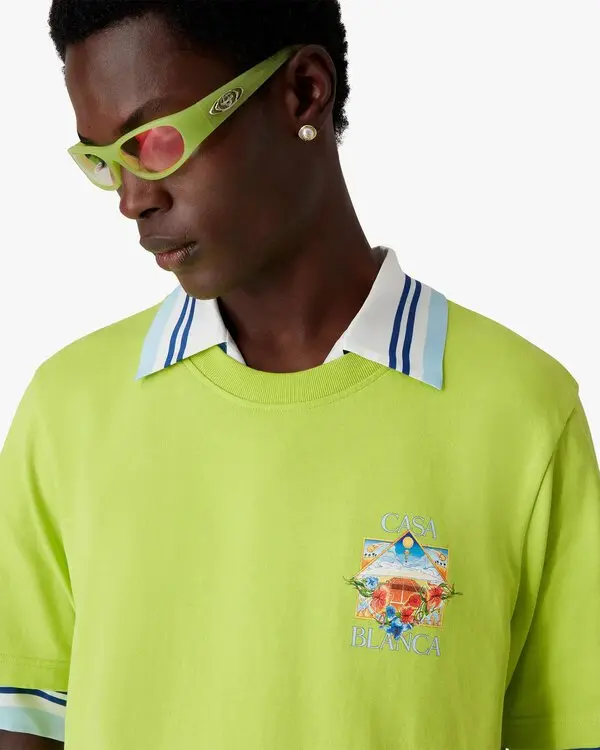 Casablanca Lime Flower Court Icon Short Sleeve T-shirt - Multicolor