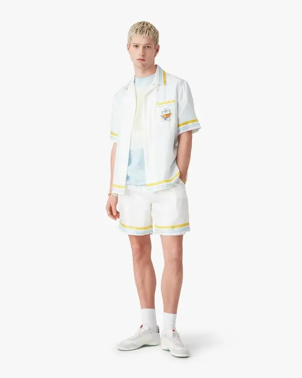 Casablanca Tennis Landscape Short Sleeve Silk Shirt