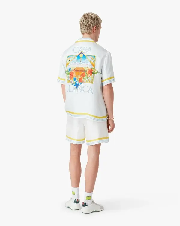 Casablanca Tennis Landscape Short Sleeve Silk Shirt