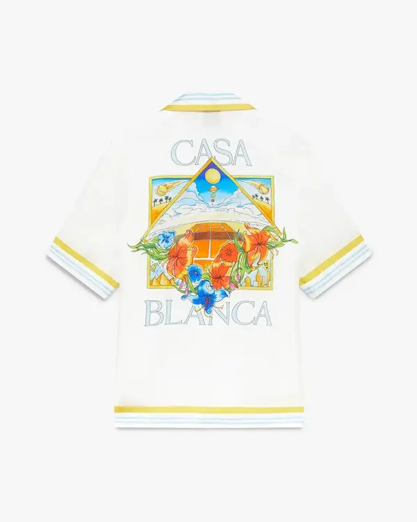Casablanca Tennis Landscape Short Sleeve Silk Shirt