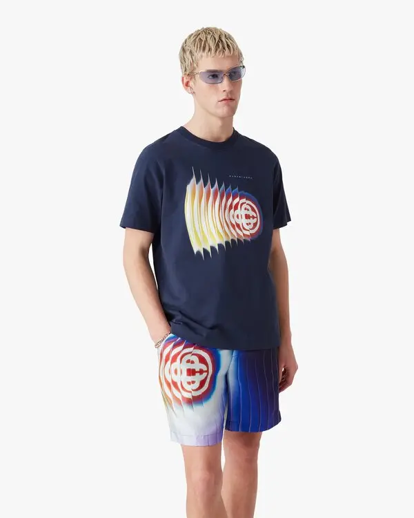 Casablanca Navy Shockwave Short Sleeve T-shirt - Multicolor