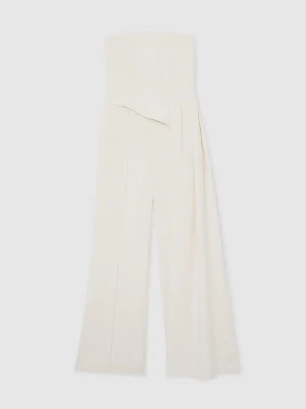 REISS Leah Strapless Draped Jumpsuit