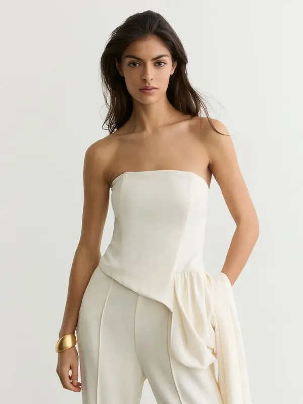 REISS Leah Strapless Draped Jumpsuit