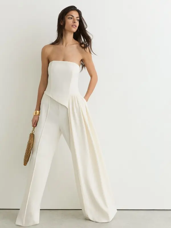 REISS Leah Strapless Draped Jumpsuit