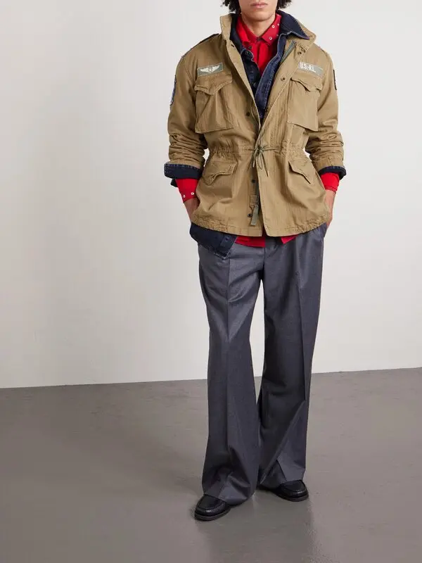 Polo Ralph Lauren Logo-appliquéd Striped Cotton Field Jacket - Neutrals