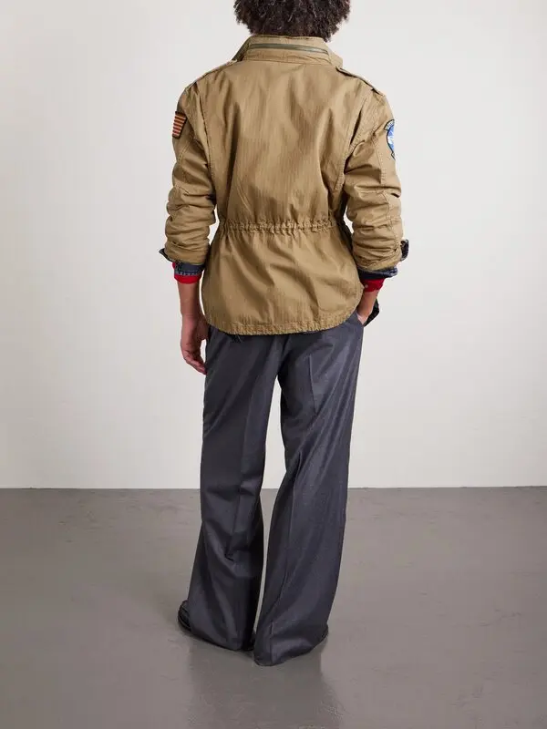 Polo Ralph Lauren Logo-appliquéd Striped Cotton Field Jacket - Neutrals