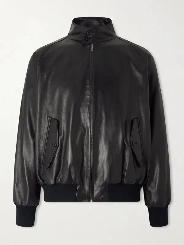 A.PRESSE Padded Leather Harrington Jacket