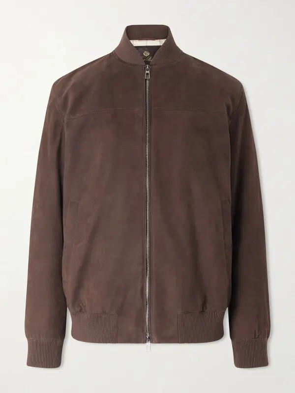Loro Piana Ivy Padded Suede Bomber Jacket