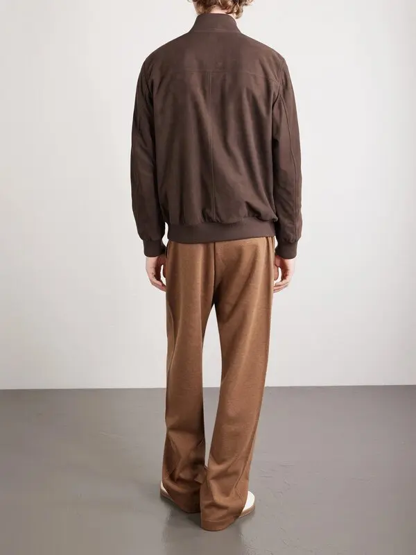 Loro Piana Ivy Padded Suede Bomber Jacket