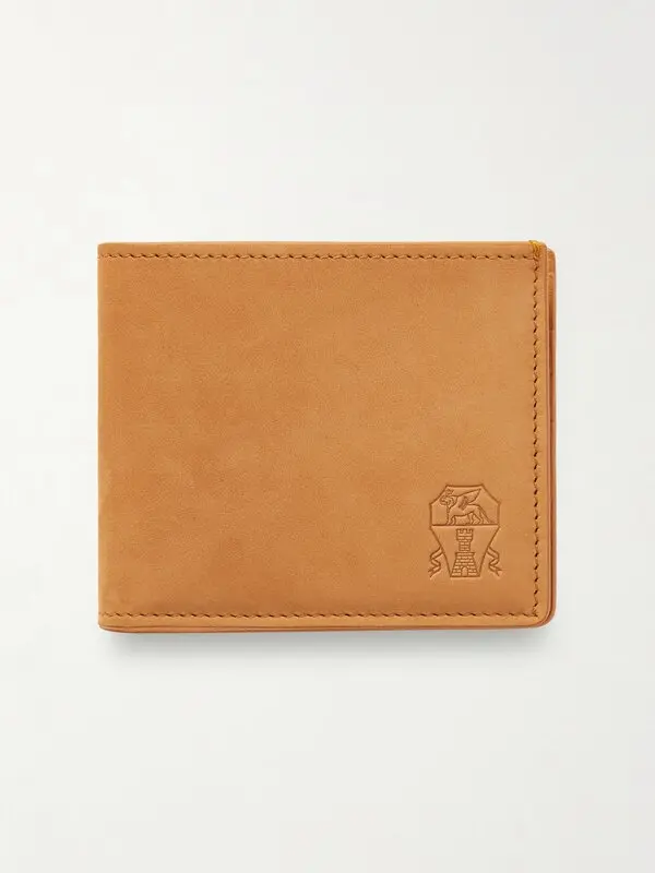 Brunello Cucinelli Logo-debossed Suede Billfold Wallet - Brown