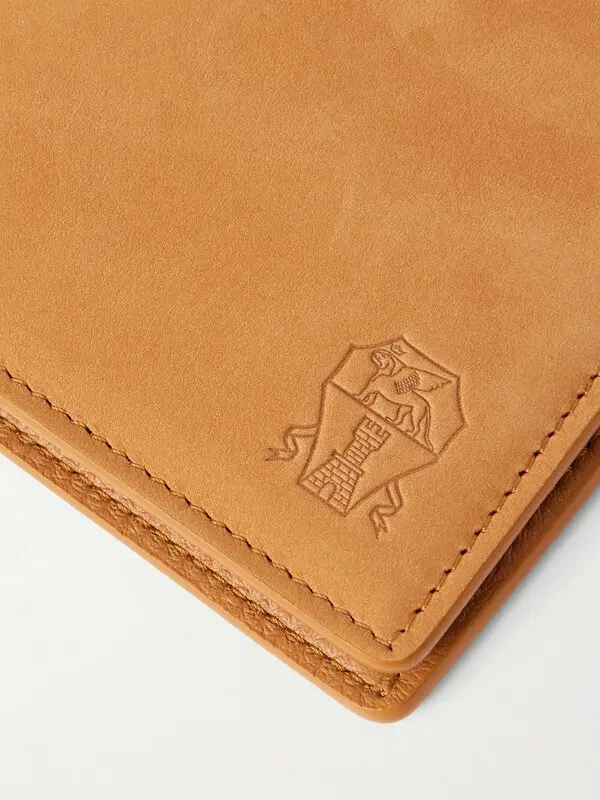 Brunello Cucinelli Logo-debossed Suede Billfold Wallet - Brown