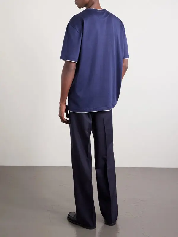 Eleventy Giza Cotton-jersey T-shirt - Blue