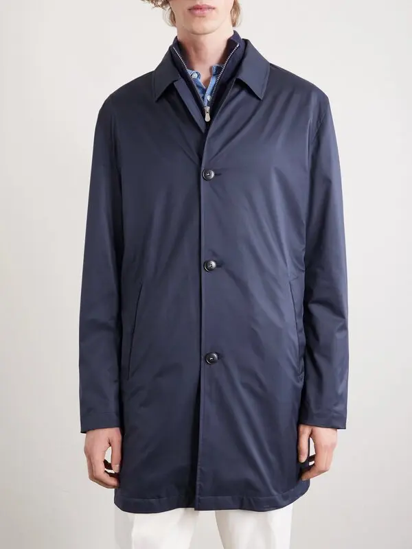 Canali Microfibre Coat - Blue