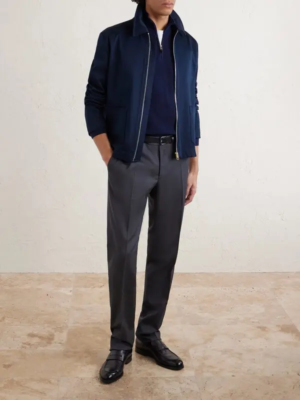Canali Honeycomb-knit Cotton Half-zip Sweater